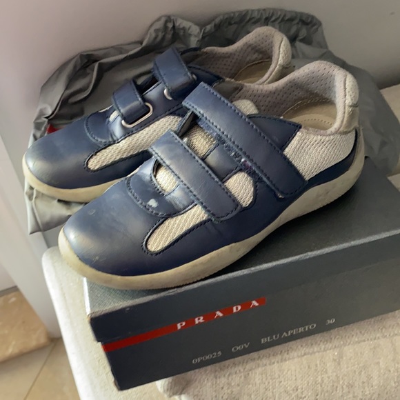 Prada | Shoes | Prada Blue Boys Sneakers Toddler 3 Shoes Leather | Poshmark
